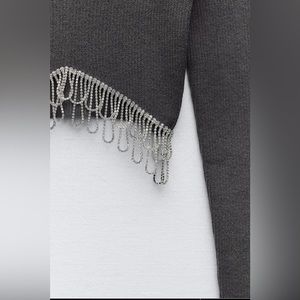 Zara | Tops | Nwt Zara Rhinestone Soft Crop Top | Poshmark